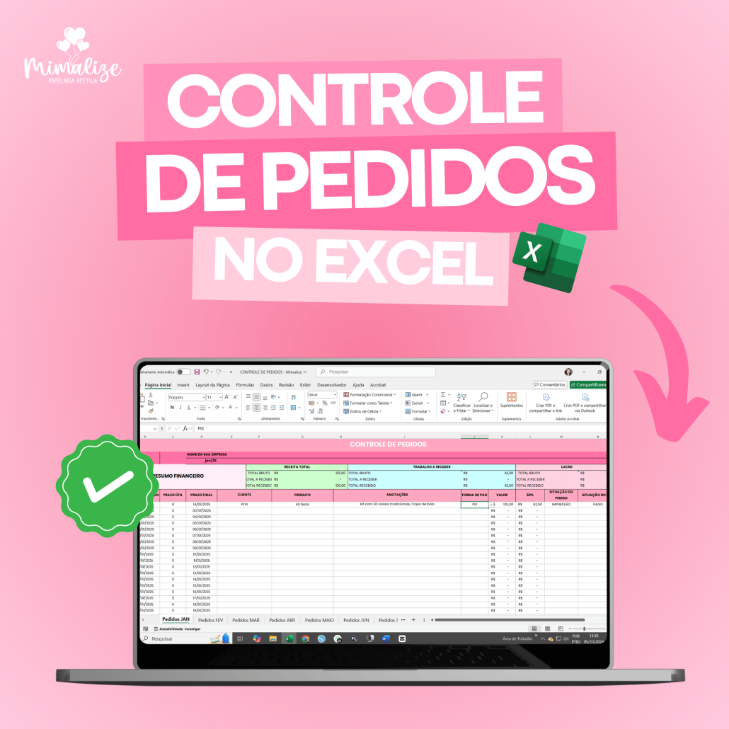 Bloco de Pedidos Editável – Canva – Mimalize